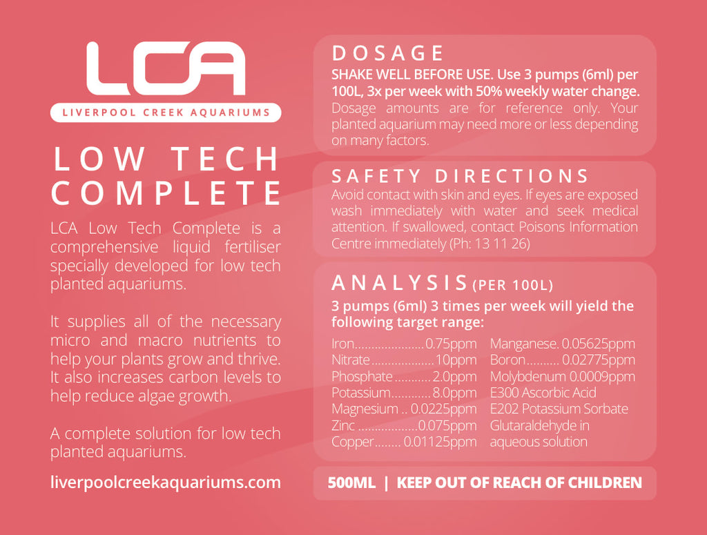 LCA Low Tech Complete 500ml – Williamstown Aquarium
